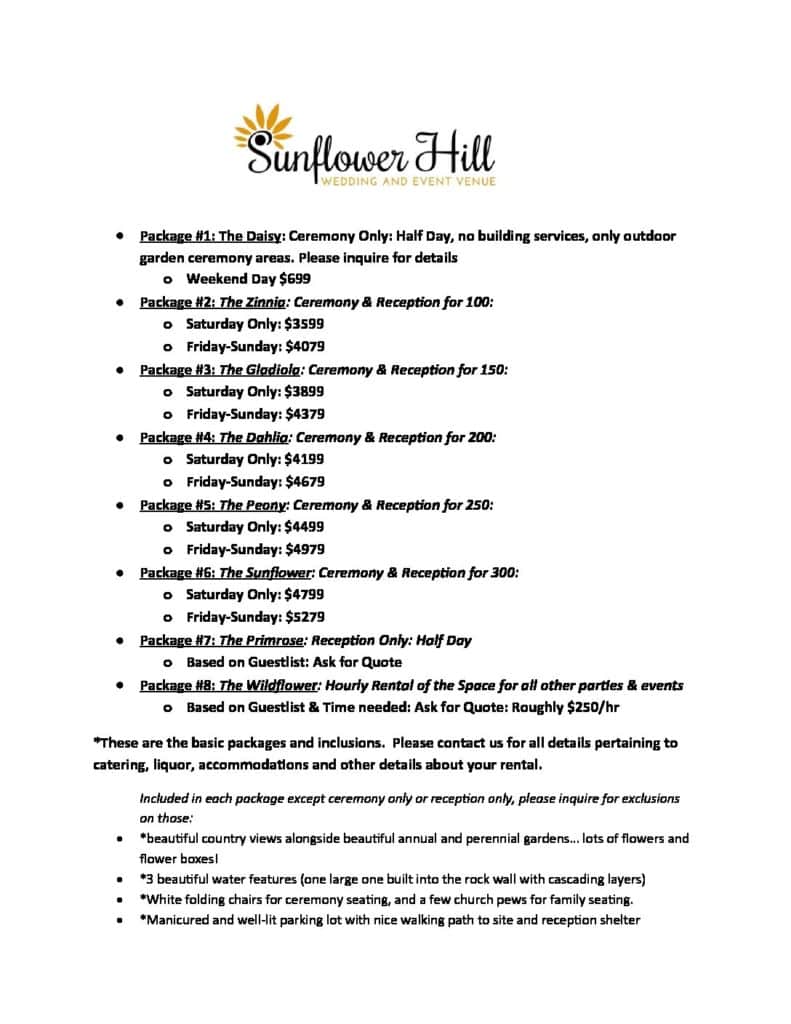 Packages - MySunflowerHills.com